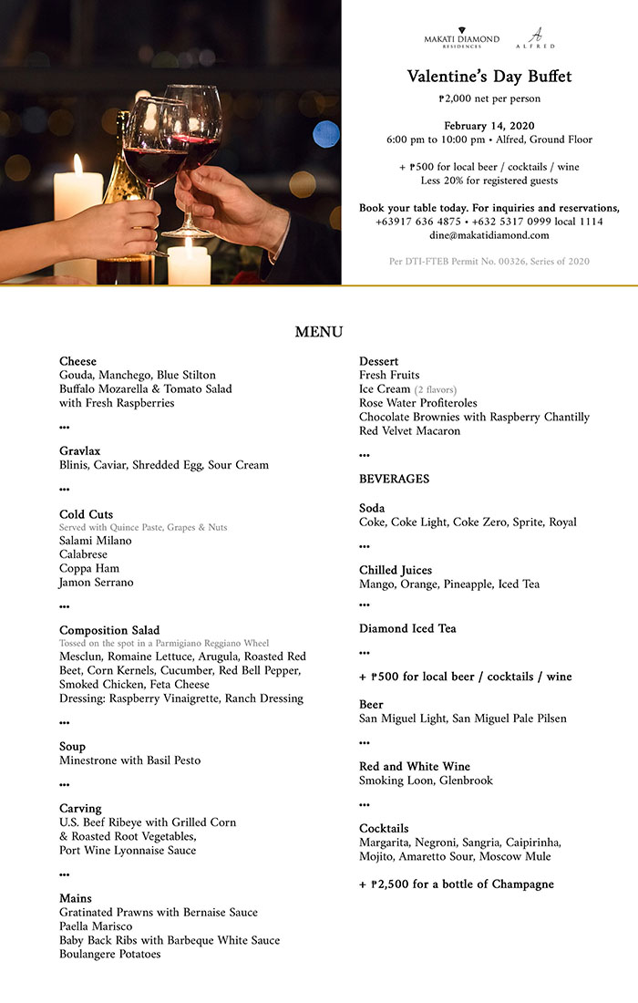 VALENTINE’S DAY BUFFET AT ALFRED - COOK MAGAZINE